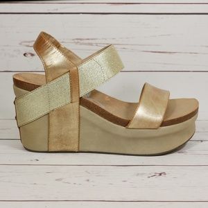 OTBT | Shoes | New Otbt Gold Bushnell Wedge Sandals Heels | Poshmark